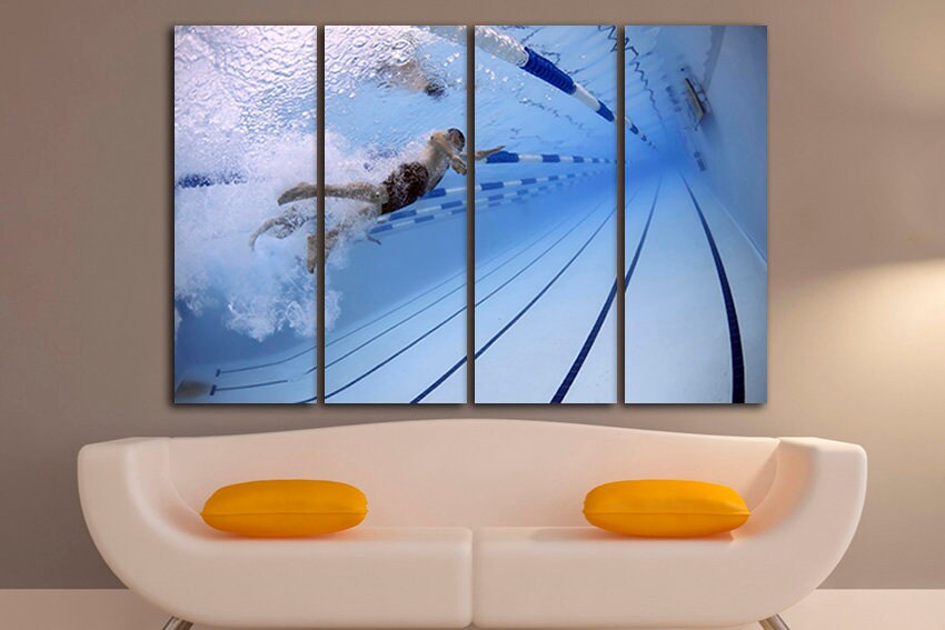 Swimmer Canvas Sport Wall Print Swimming Pool Décor Water - Etsy