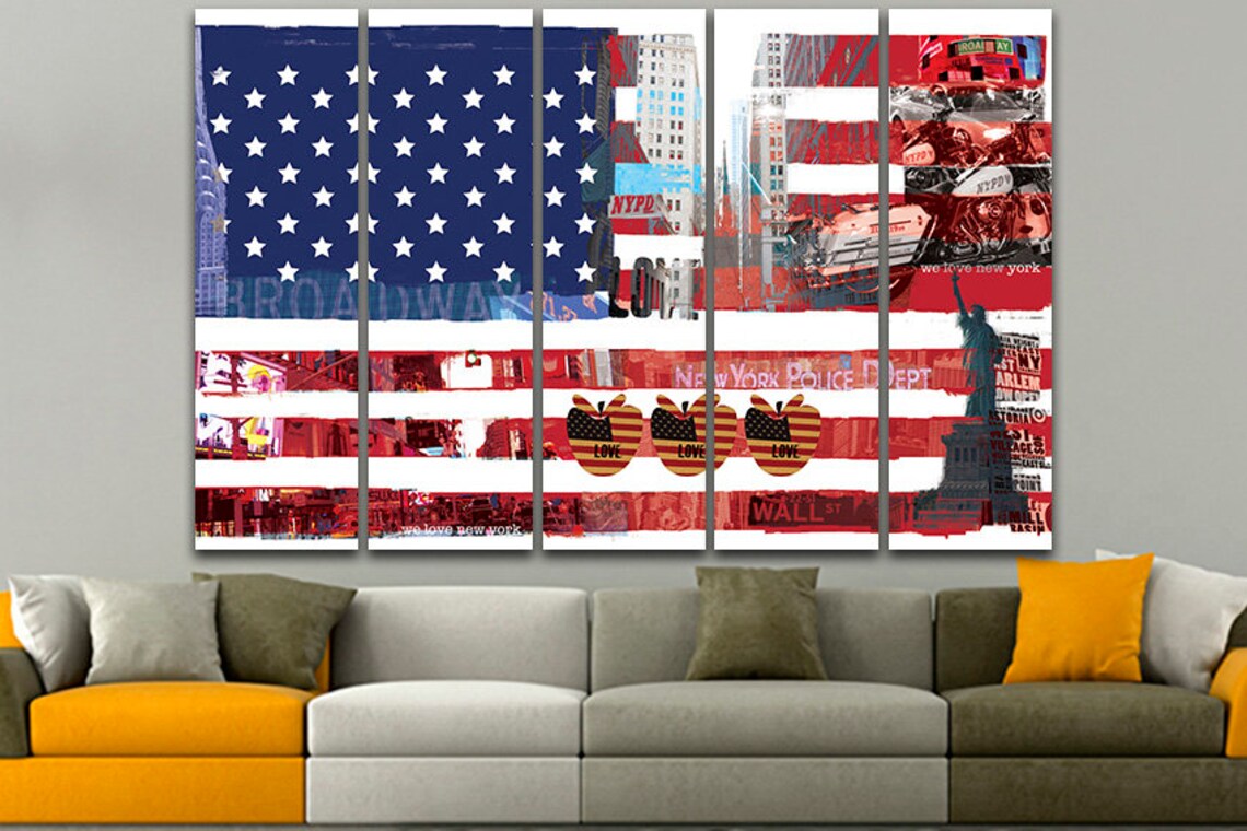 Flag United States Canvas American Flag Print American Flag | Etsy