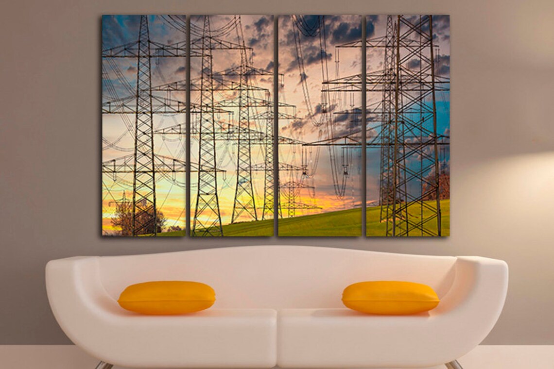 Voltage Decor Lineman Canvas Engine Art Electric Light Photo | Etsy