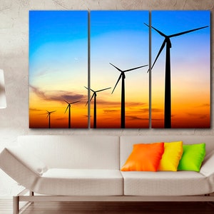 Wind Turbine Art Generator Energy 5 Panel Set Split Canvas Wind Turbine ...