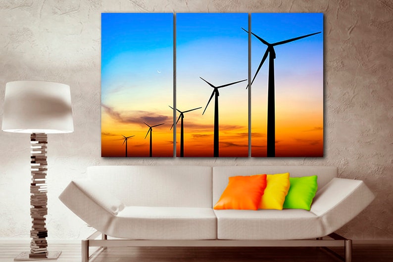 Wind Turbine Art Generator Energy 5 Panel Set Split Canvas - Etsy