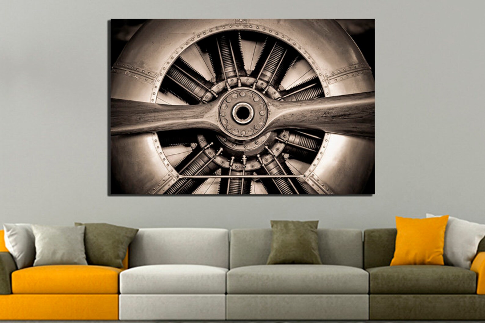 Propeller Canvas Aircraft Wall Decor Aircraft Engine Air Engine ...