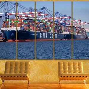 Cargo Ship Canvas International Container Print Business Office Art ...