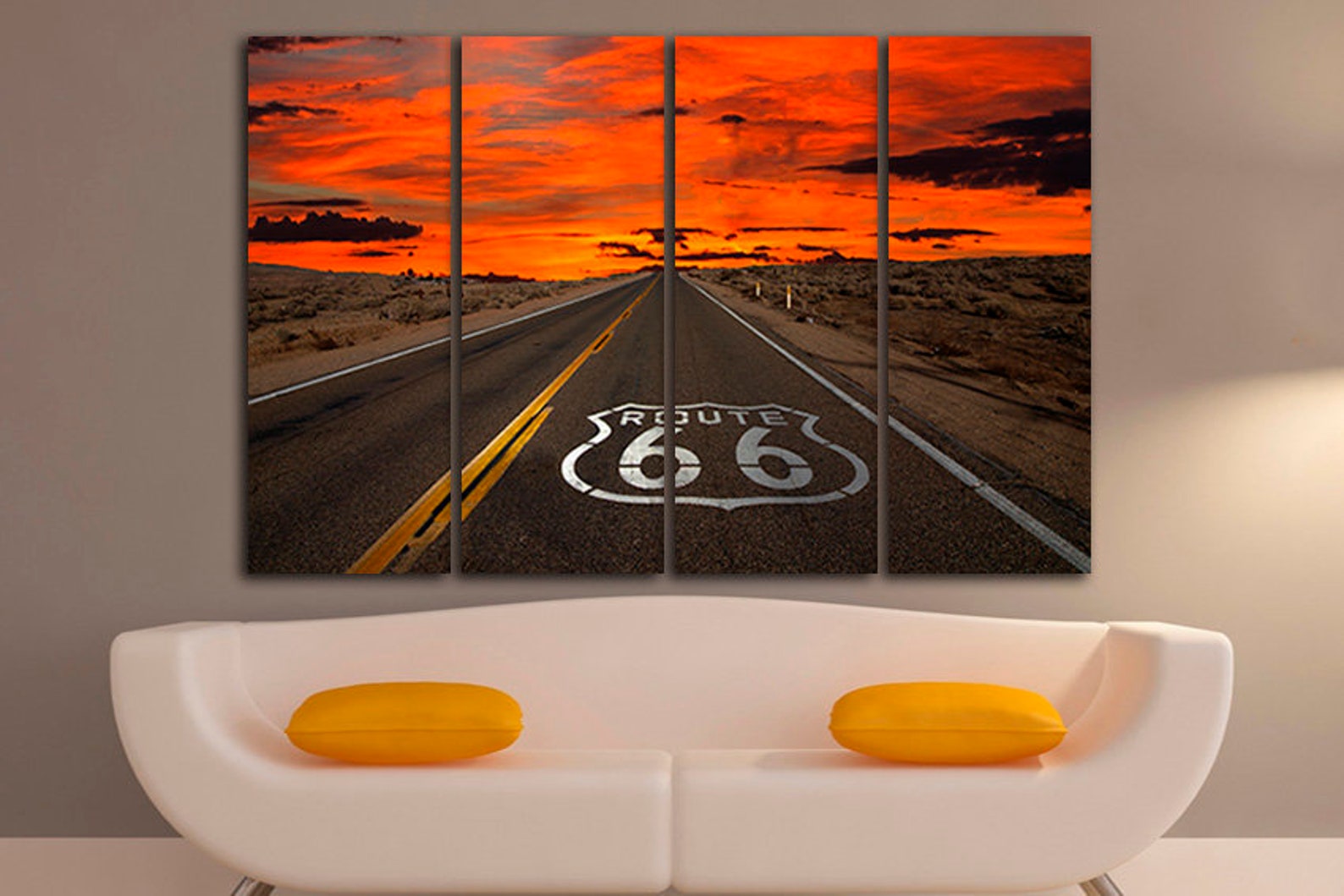 3 Panel Set Route 66 Canvas Highway Chicago Route 66 Wall Art - Etsy