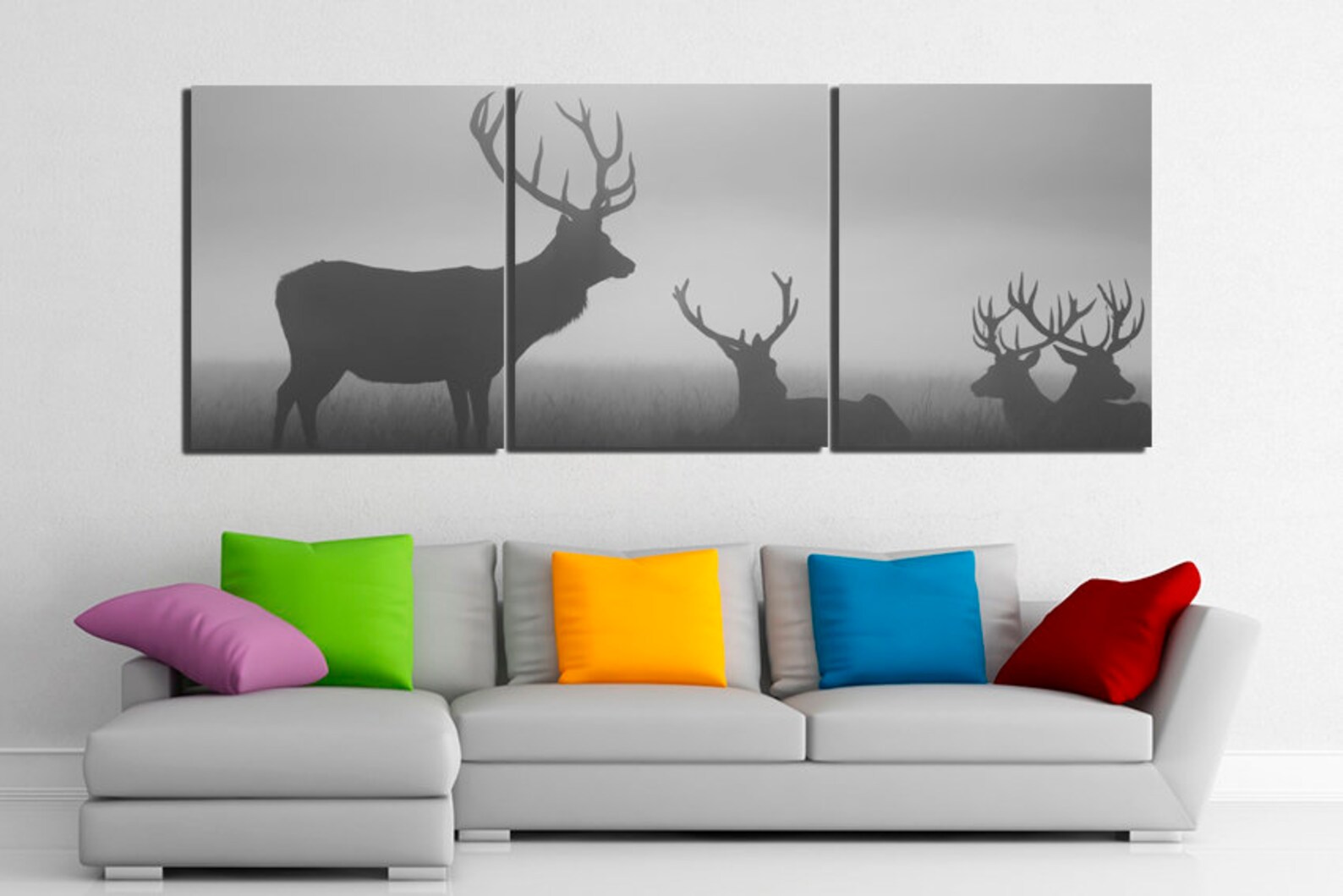 Deer Canvas Wall Art Print Stag Wall Decor Black White Art Nature ...