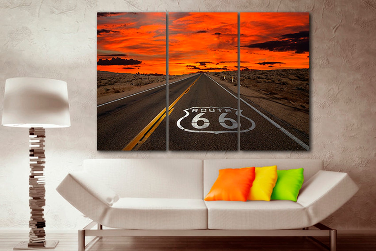 3 panel set Route 66 canvas Highway Chicago Route 66 wall art | Etsy