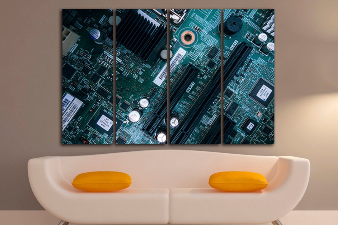 Electronic Circuit Print on Canvas Ready to Hang Tech Wall Decor ...