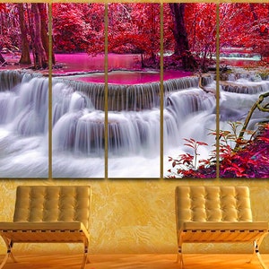 Canvas Waterfall 3 Panel Canvas Set Nature Decor Landscape Art Painting ...