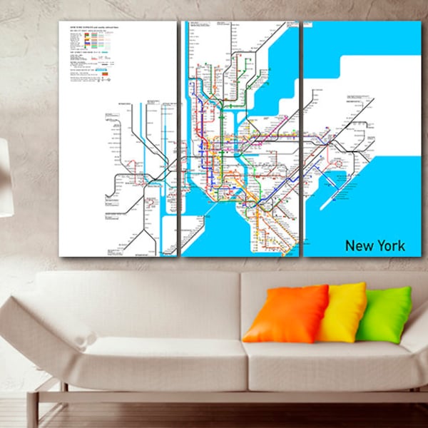 New York Subway Map Framed - Etsy