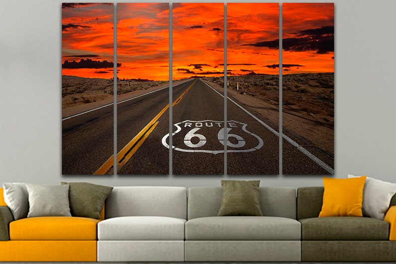 3 Panel Set Route 66 Canvas Highway Chicago Route 66 Wall Art - Etsy