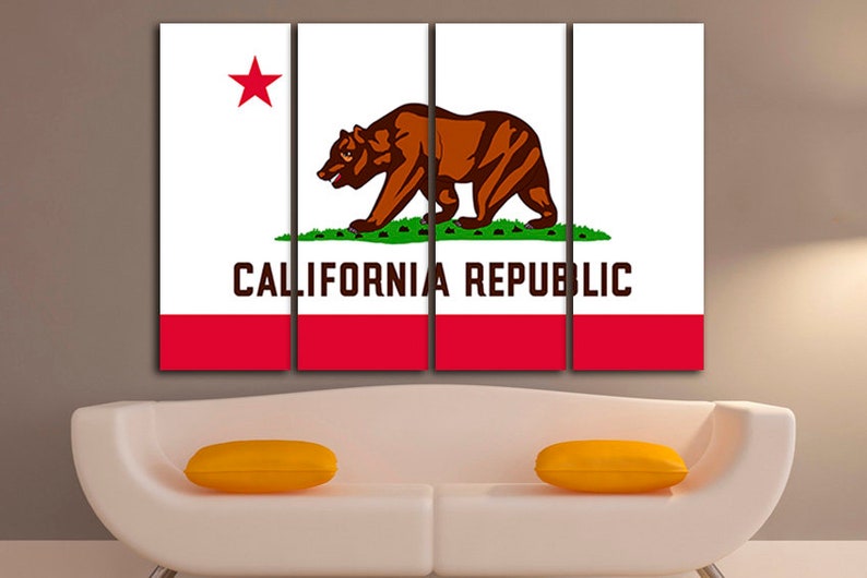 California Flag Canvas Art Print Vintage Style Bear Flag Print - Etsy