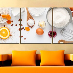 Cooking Canvas Culinary Wall Print Flour Wall Décor Egg Restaurant Art ...