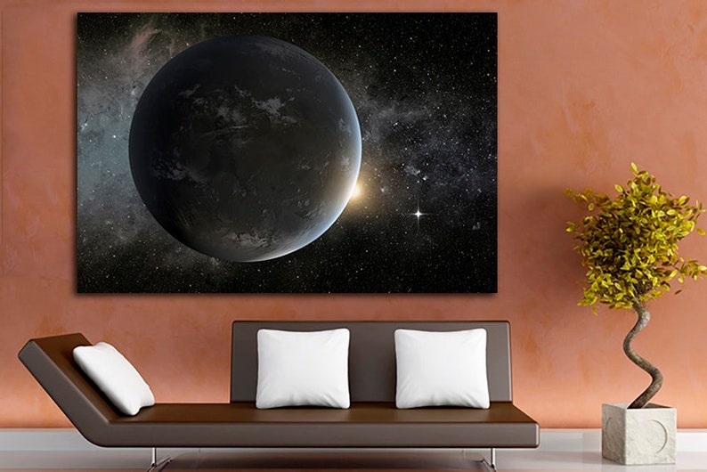 Morning Star Print on Canvas Space Art Star Canvas Star Wall Decor Moon ...