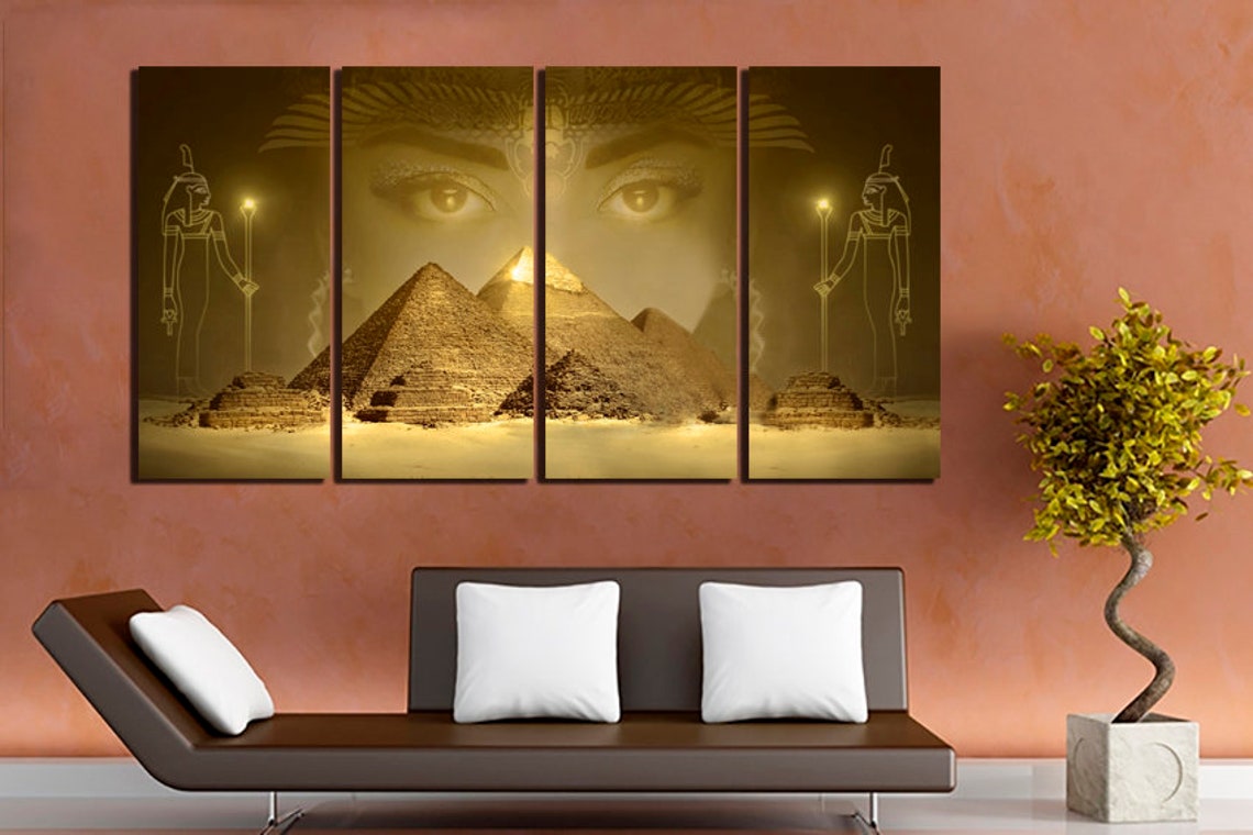 Egypt Print Queen Cleopatra Pharaoh Canvas Great Pyramid Décor - Etsy