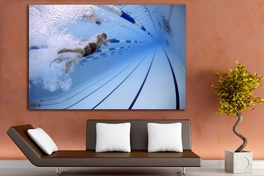 Swimmer Canvas Sport Wall Print Swimming Pool Décor Water - Etsy