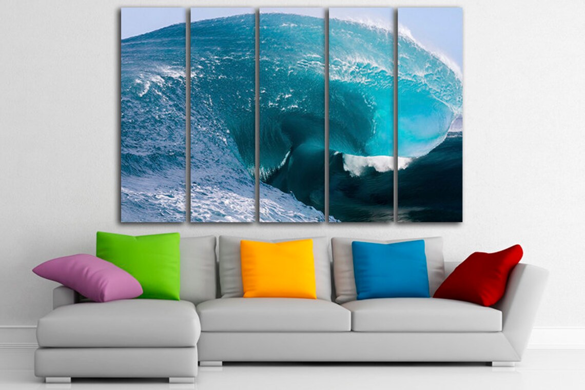 Wave Print Sea Decor Ocean Wall Art Blue Wave Multi Panel Wave - Etsy