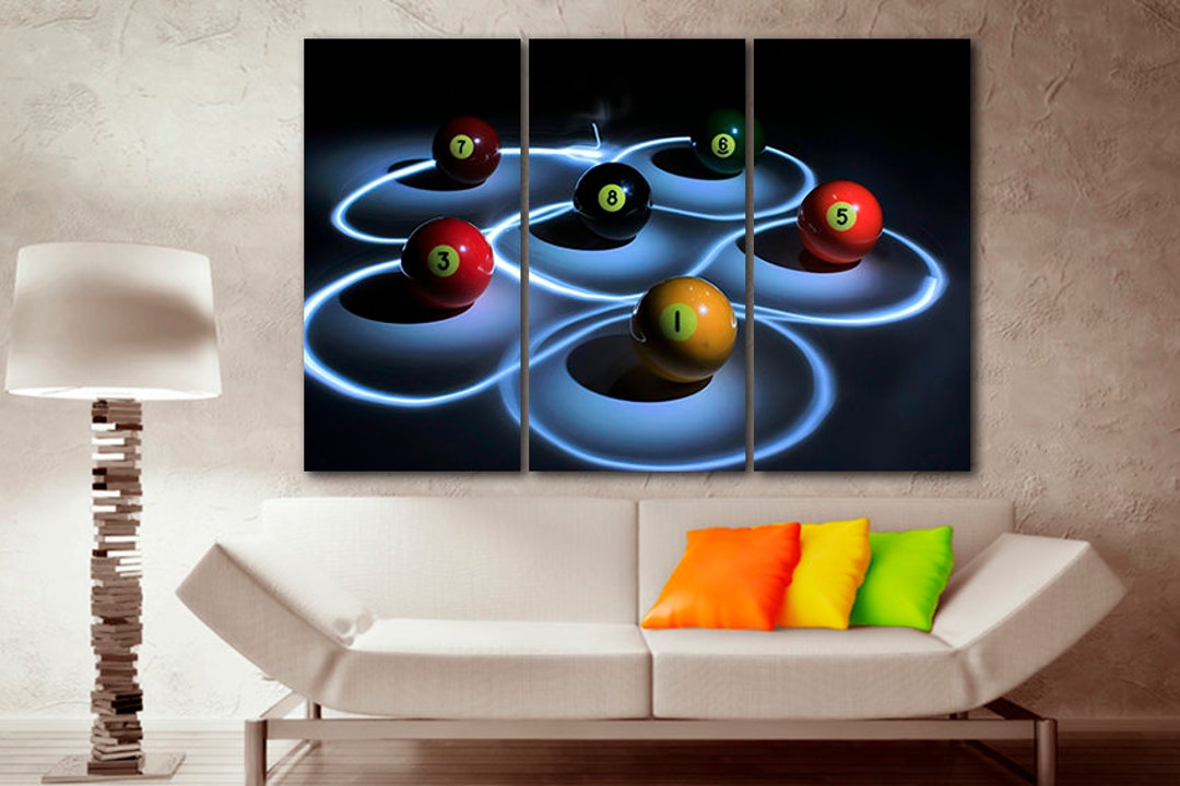 Billiards Wall Art Decor Game Room Gambling Canvas Sport Print Ball ...