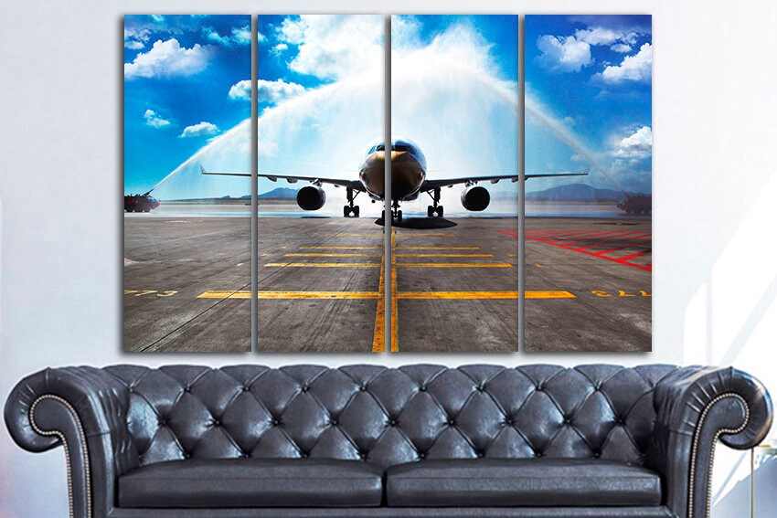 Airplane Canvas Art Print Art Runway Airliner Poster Airplane - Etsy