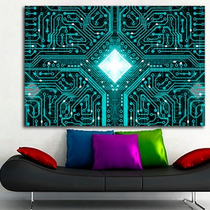 Circuit Board Canvas Chip Wall Art Science Print Ready to Hang Circuit ...