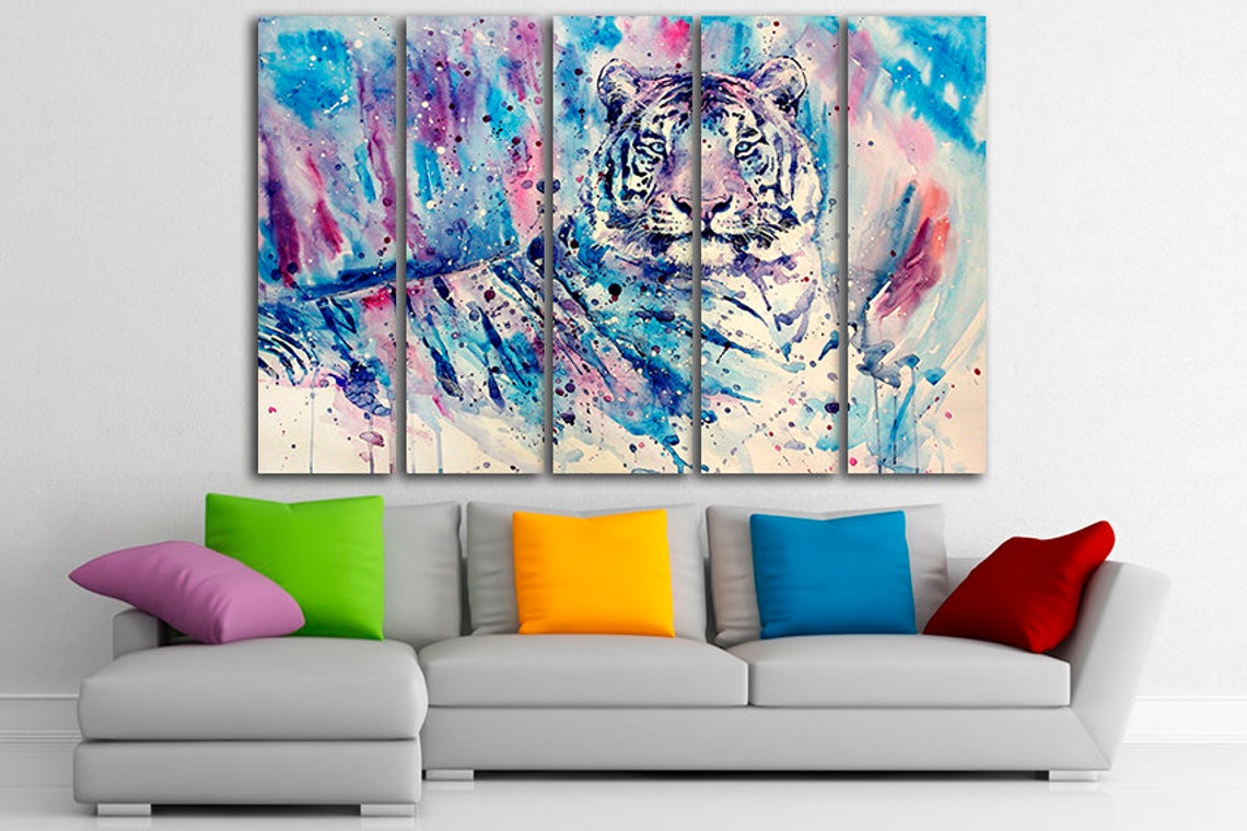 Tiger canvas Tiger wall art Animal decor Tiger painting Animal | Etsy