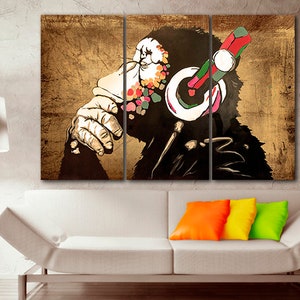 Monkey Canvas Street Art Print Monkey Wall Art Music Monkey Canvas Home ...