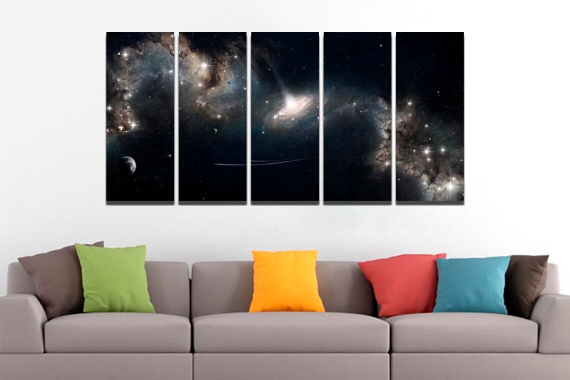 Celestial Wall Art Constellation Canvas Cosmic Kids Print Space Decor ...