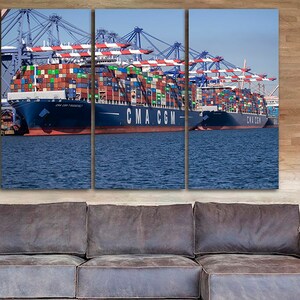 Cargo Ship Canvas International Container Print Business Office Art ...
