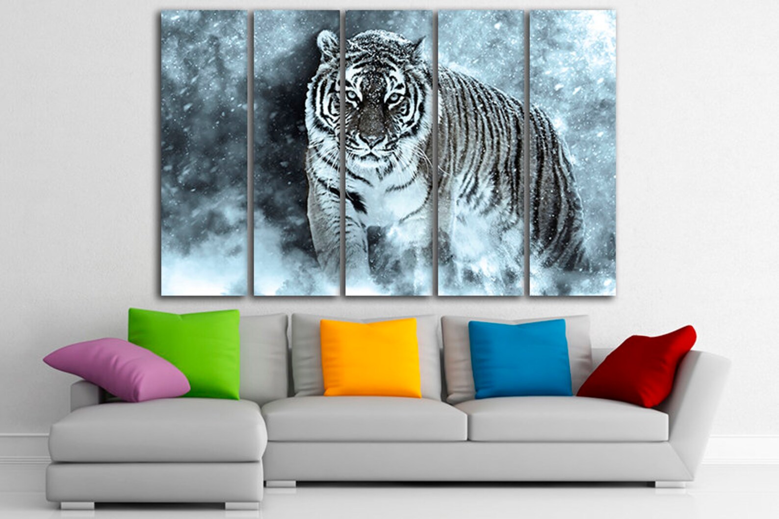Tiger Wall Art Animal Canvas Set White Tiger Decor Jungle Art | Etsy