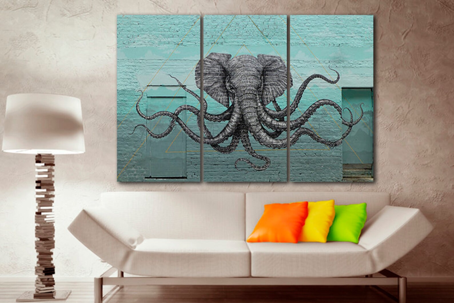 Elephant Octopus Gallery Wall Set Elephant Print Street Art Octopus ...