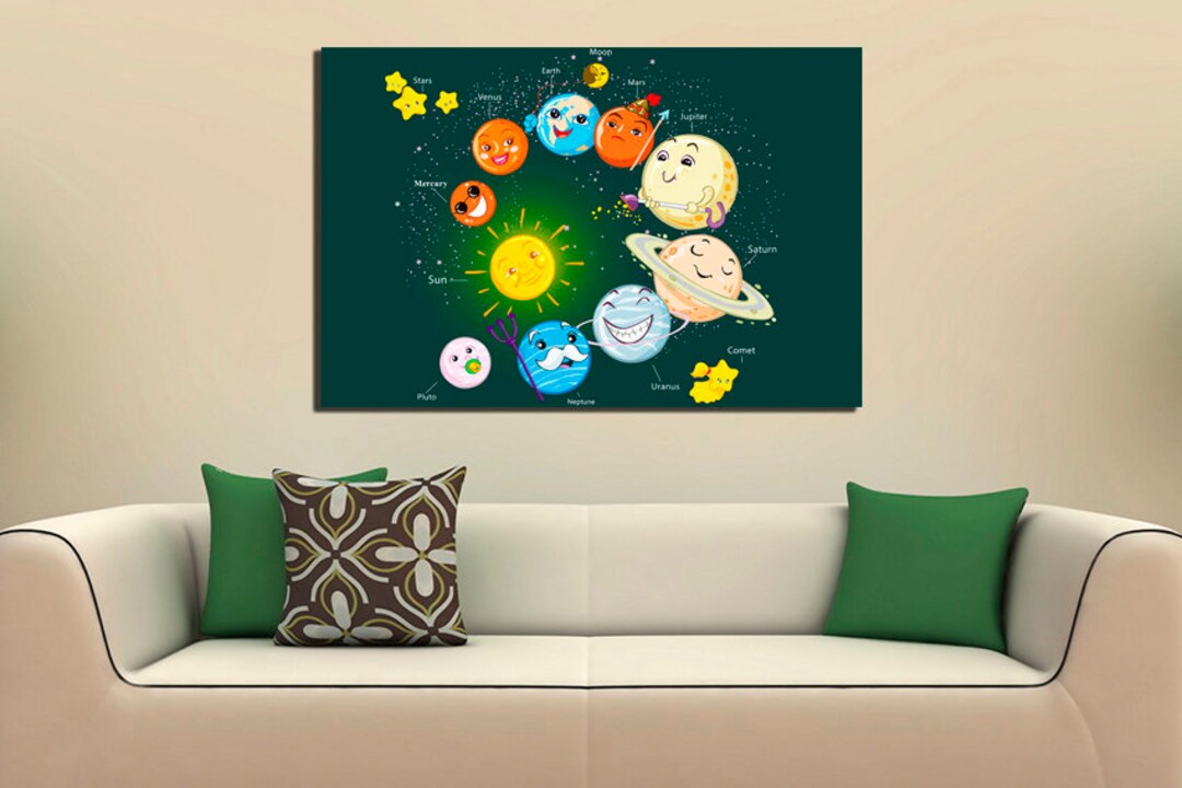 Solar System Planets Canvas Print for Kids Space Wall Art Sun Artwork ...