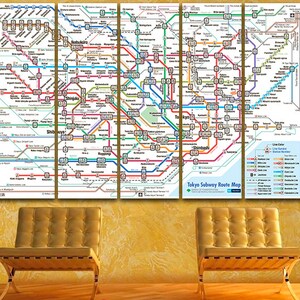 Tokyo Subway Map Japan Print on Canvas City Map Wall Art Underground ...