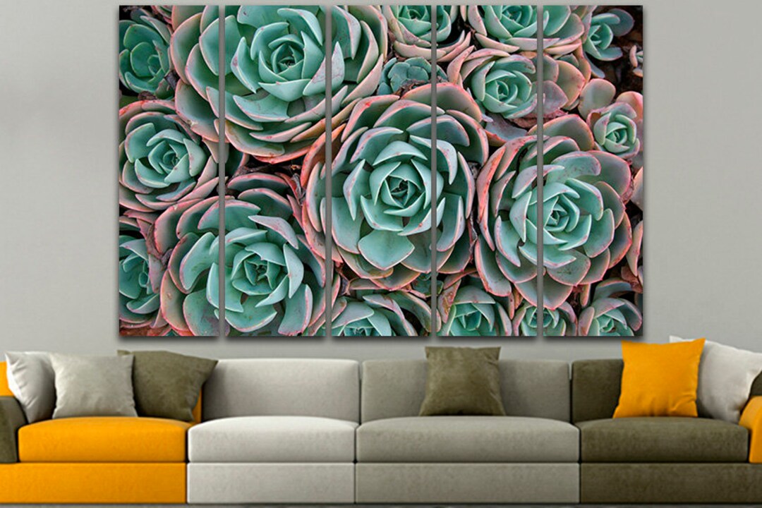 Succulent Canvas Set Flower Wall Print Printable Suculent Flowers Decor ...