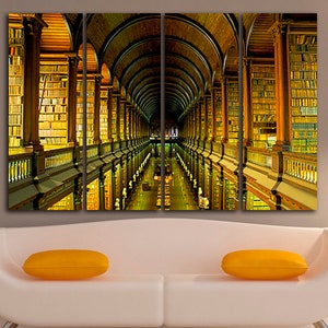 3 Panel Set Library Print Library Canvas Library Wall Art Librarian ...