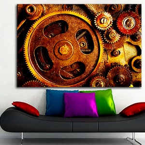 Gears Print Machine Wall Art Large Canvas Set Gears Wall Decor ...