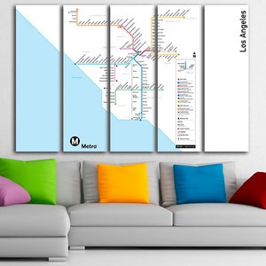 Los Angeles Subway Map California Canvas City Map Wall Decor ...