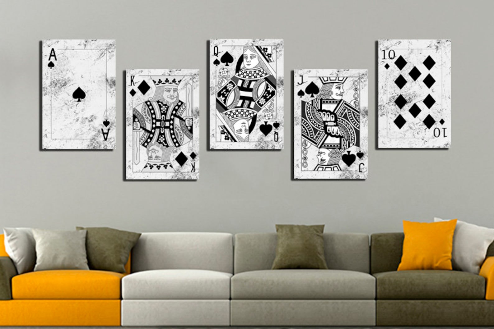 Deck of Playing Cards Print on Canvas King Queen Art - Etsy
