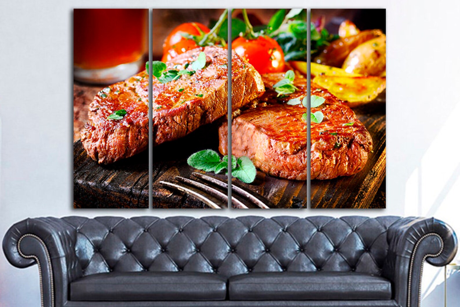 Steak Canvas Gallery Wrap Art Beef Steaks Split Vanvas Steak Wall Art ...