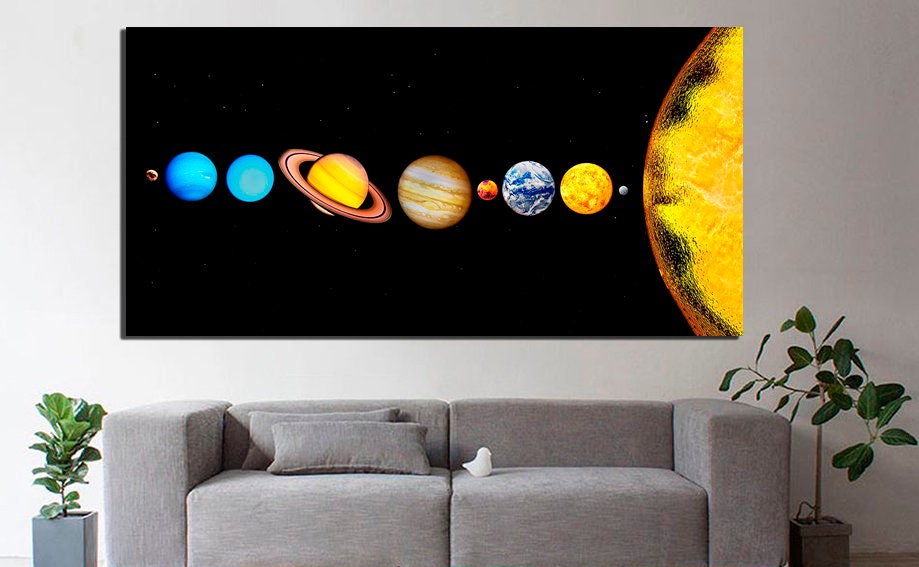 Solar System Art Print on Canvas Planets Décor Space Print Planet ...