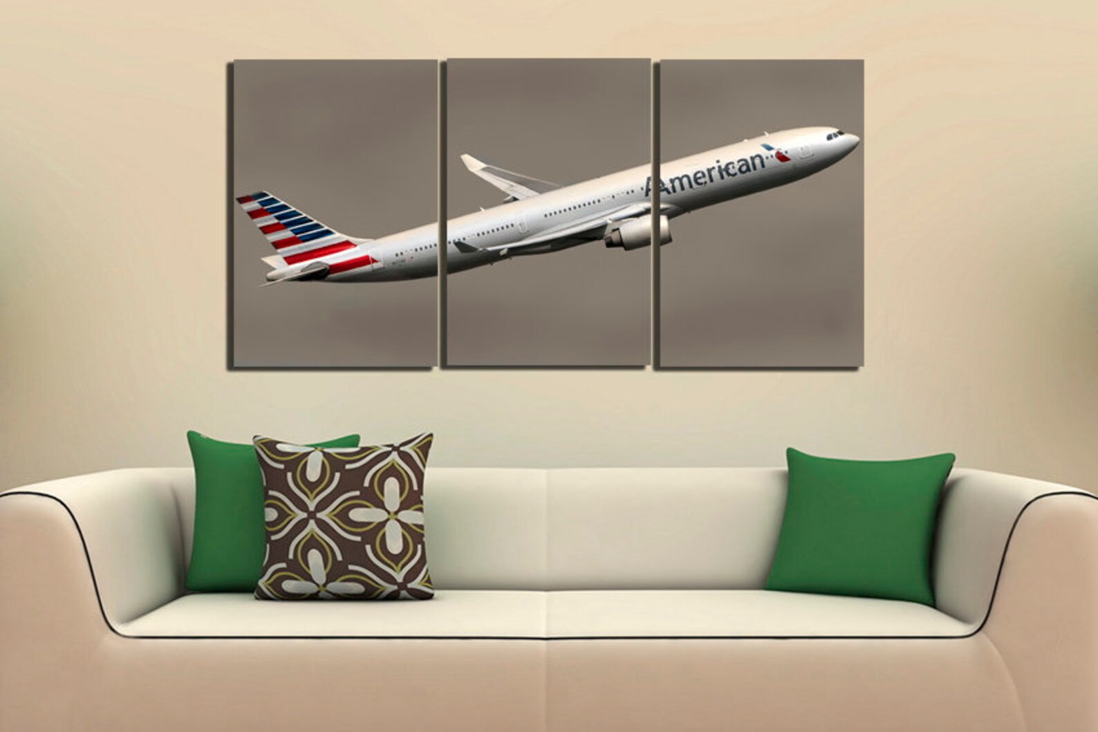American Airlines Plane Canvas Aircraft Prints Air Transport Décor Boy ...