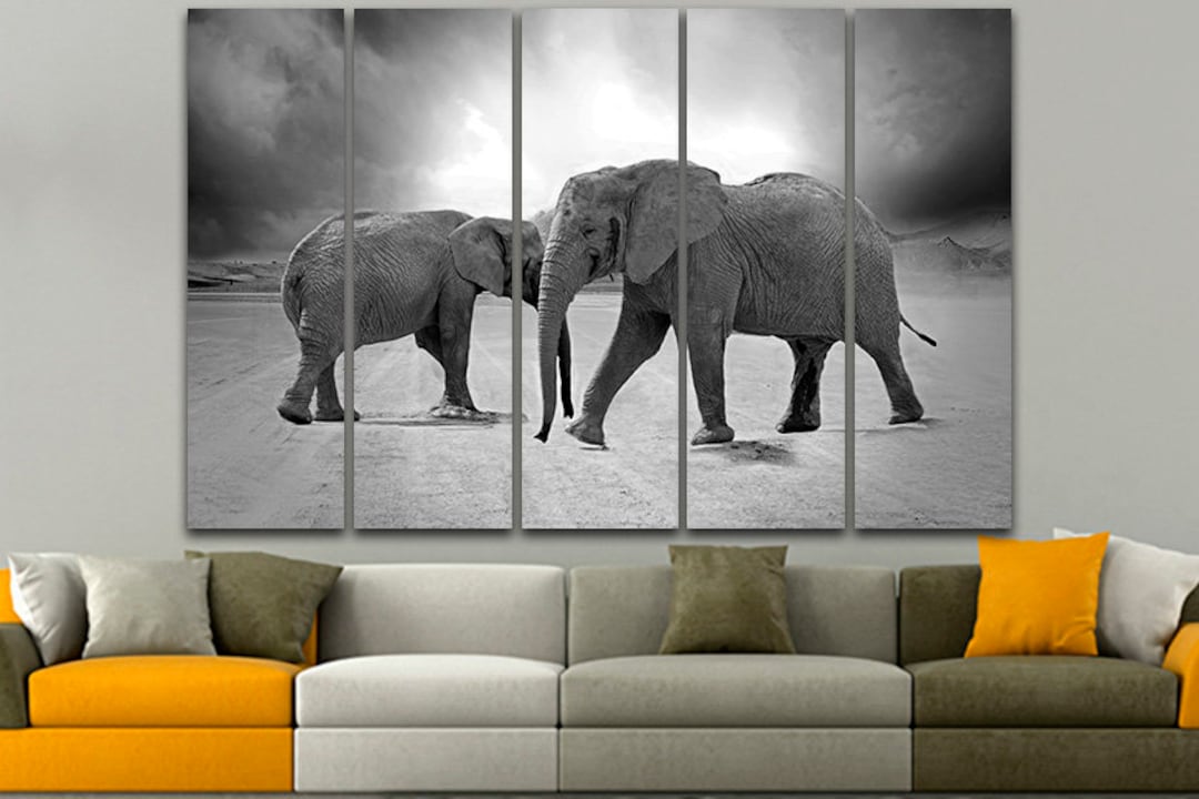 Elephant Canvas Multi Panel Canvas Animals Decor Africa Elephant Art ...
