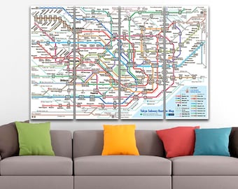 Tokyo Subway Map, Metro Alphabet Poster, Japan Underground Print ...