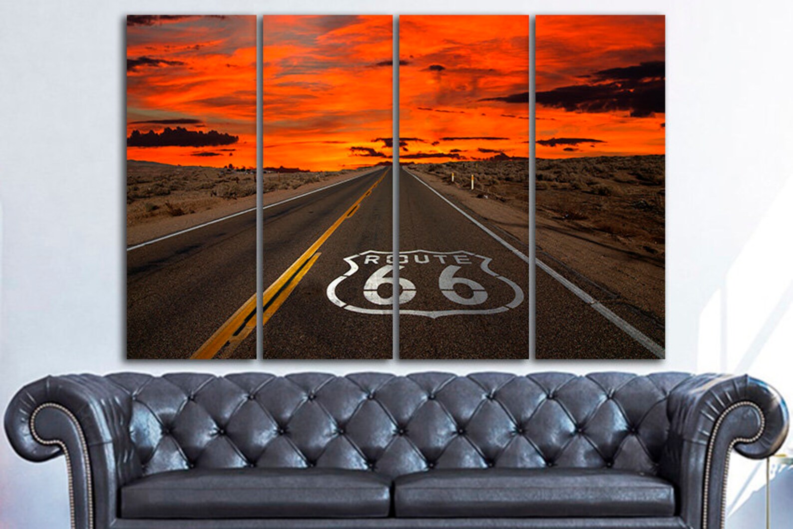 3 Panel Set Route 66 Canvas Highway Chicago Route 66 Wall Art - Etsy