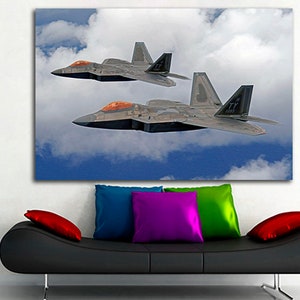 Lockheed Boeing F-22 Raptor Canvas Jet Flying Wall Print Multirole ...