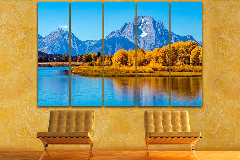 Oxbow Bend Island Art Print on Canvas Ready to Hang National Park Wall ...