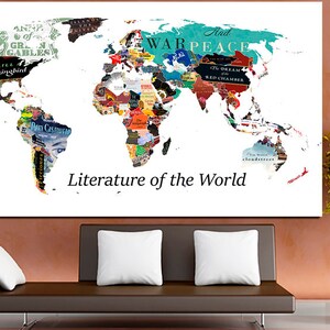 Literature Map World Literature Map Canvas Art Literature Map Print Map ...