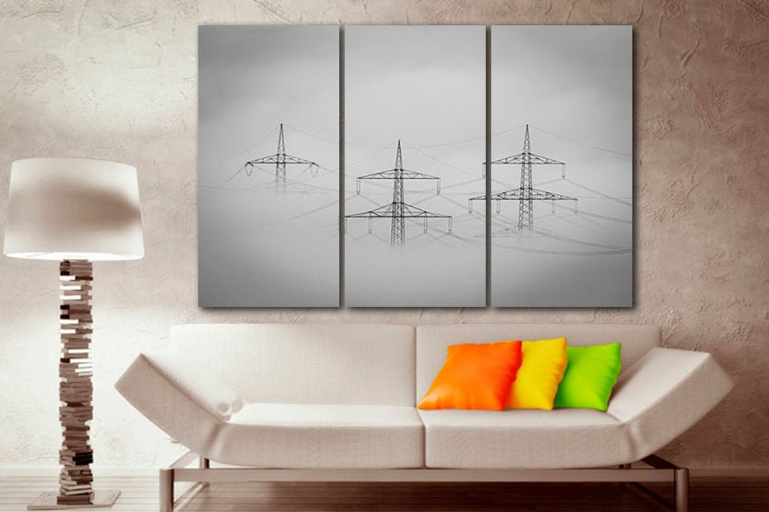 Electricity Canvas Fog Wall Art Engine Décor Electric Light Print Power ...