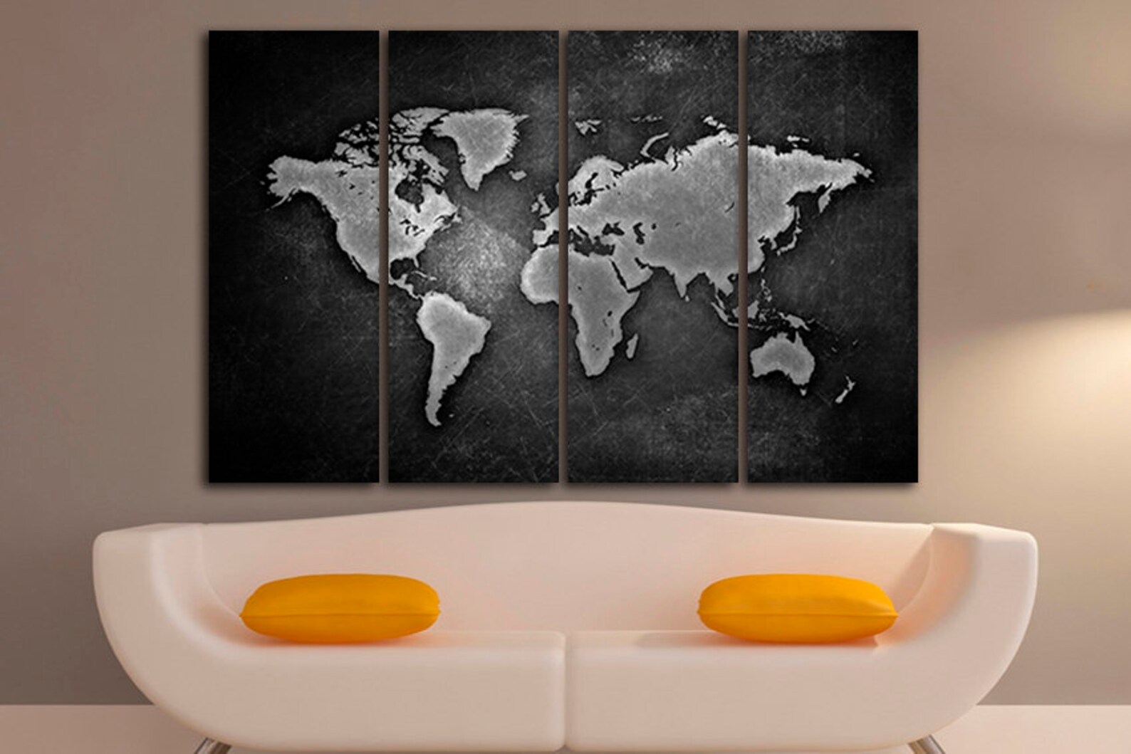 World Map Print Black and White Map World Map Art Map Canvas - Etsy