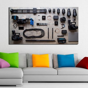 Camera Canvas Photographer Art Equipment Print Video Camera Decor ...