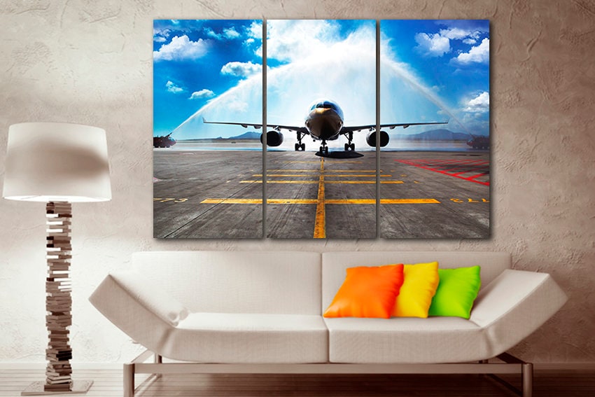 Airplane Canvas Art Print Art Runway Airliner Poster Airplane - Etsy