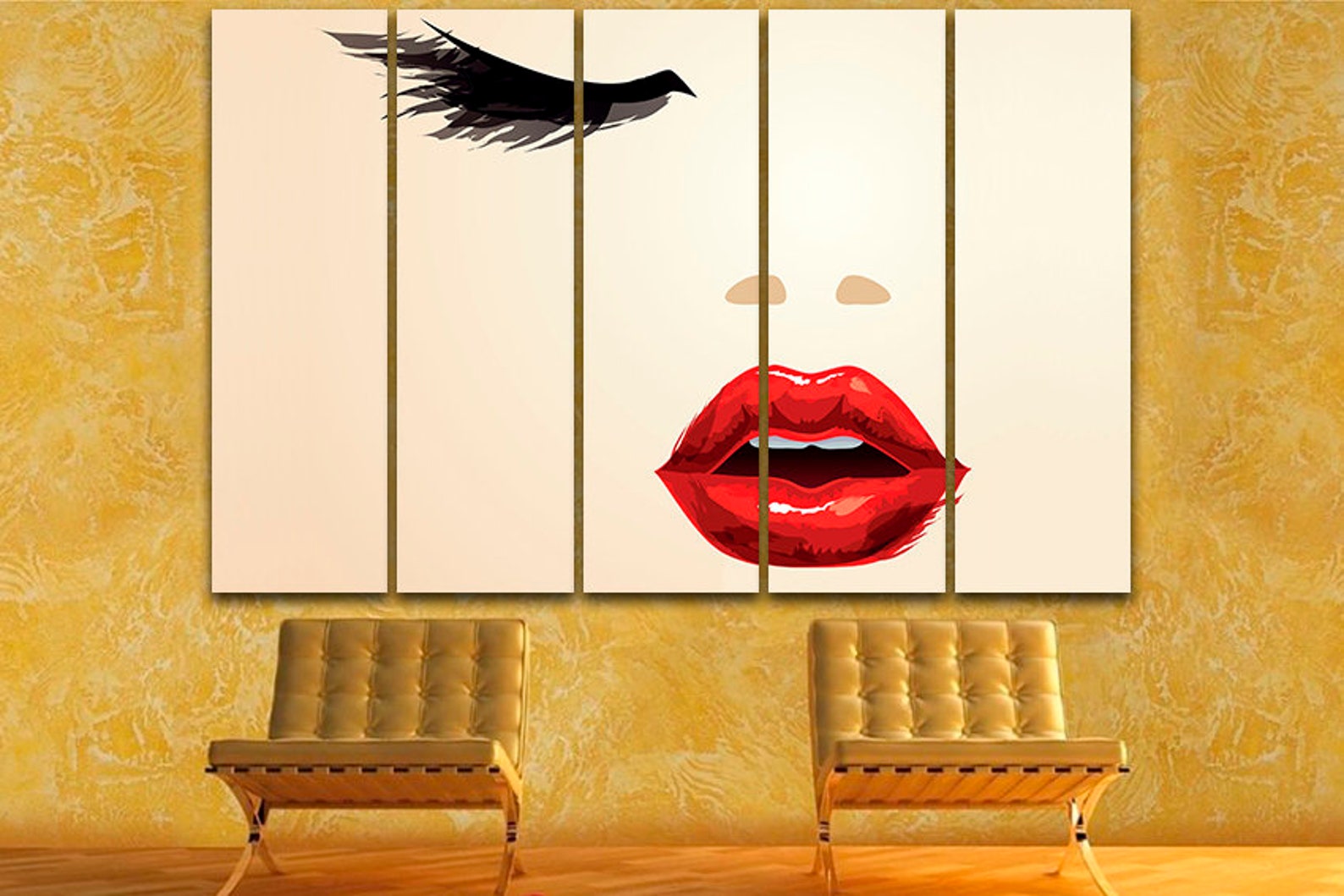 Face Canvas Woman Face Print on Canvas Face Wall Art Salon Decor Sleepy ...